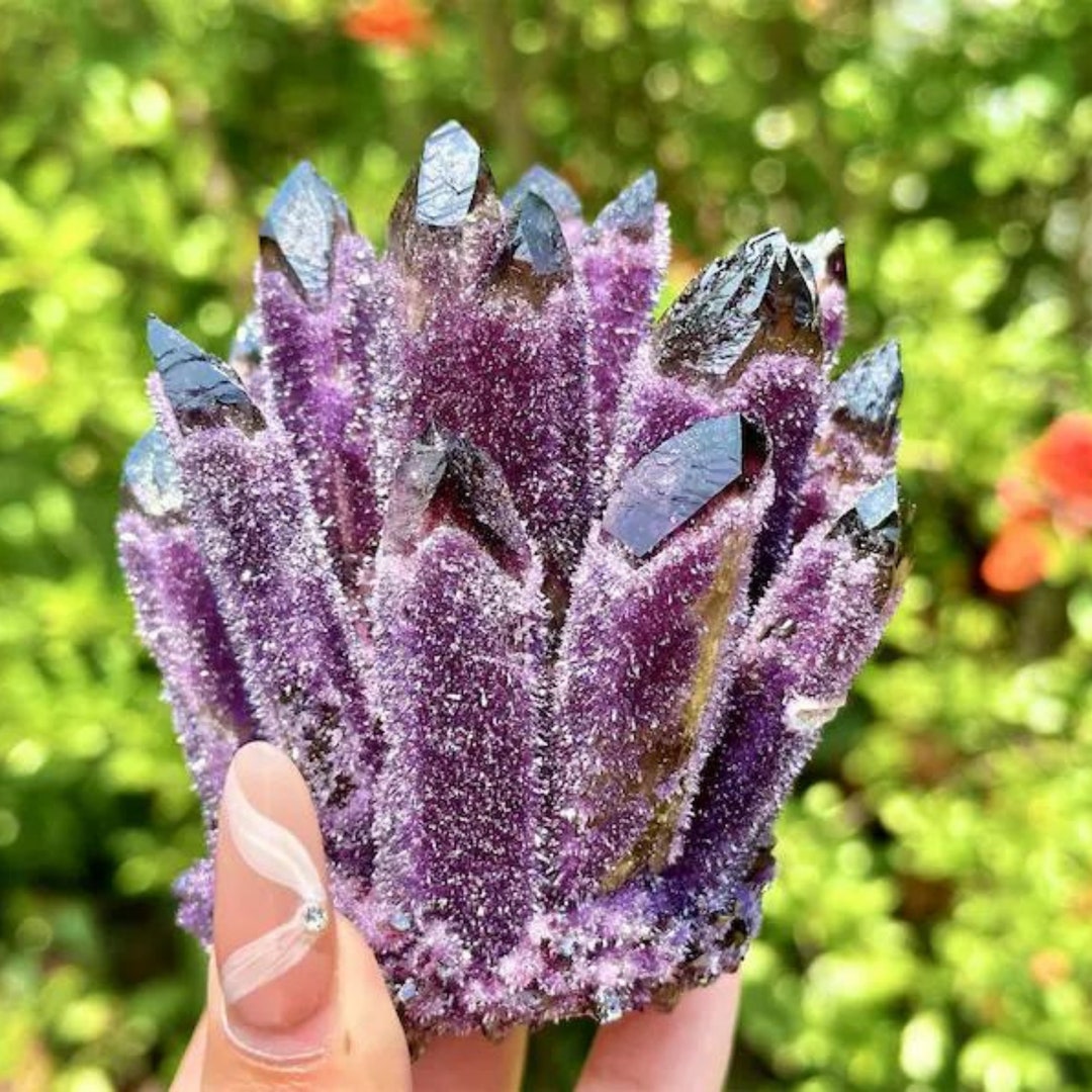 Amethyst Crystal Clusterdark Purple Geode Raw Carved Ghost Phantomcalm ...