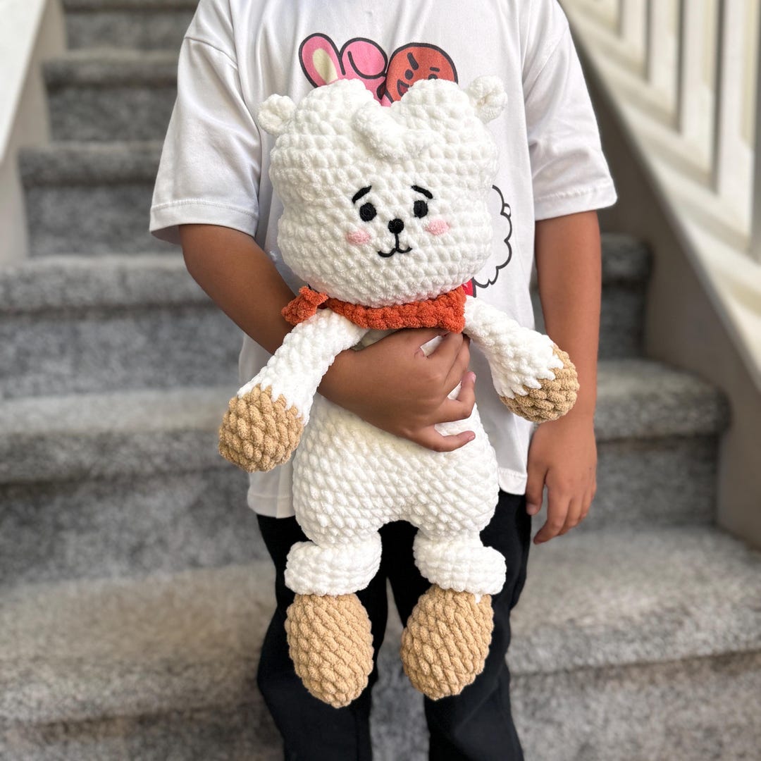 BT21 RJ Floppy Crochet Plushie or Snuggler Alpaca, Gift for Armys or ...