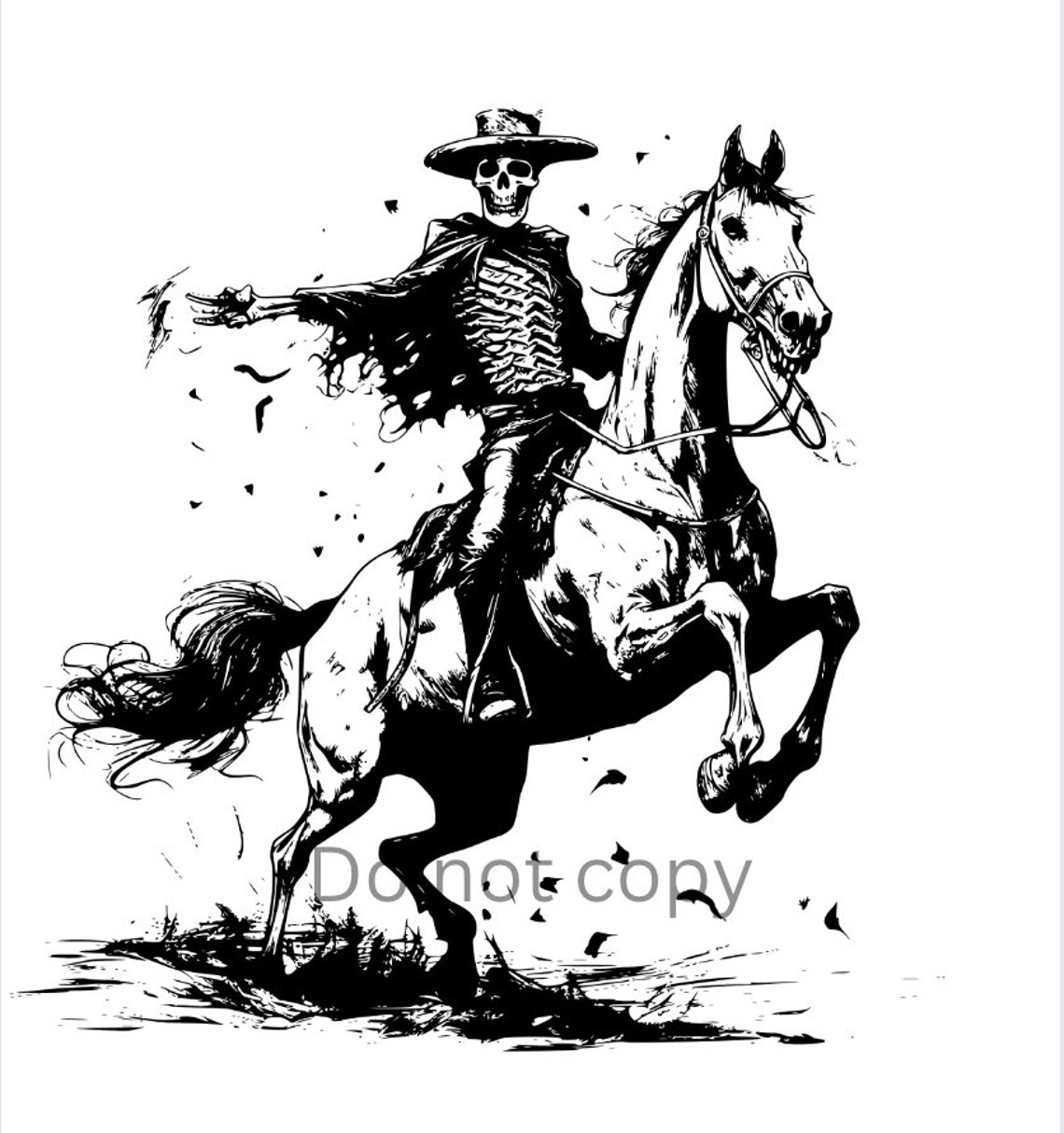 Halloween Skeleton Riding Horse Instant Digital Download PNG Design ...