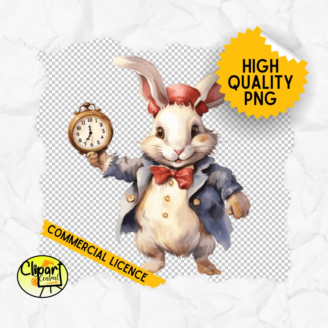 White Rabbit Watercolor Clipart Commercial License Transparent ...