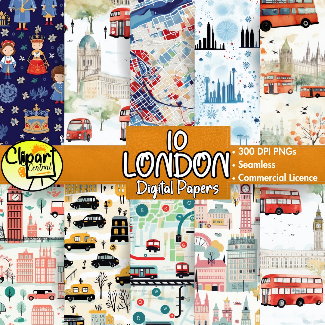 London Digital Paper Bundle Seamless PNG Files Commercial Licence ...