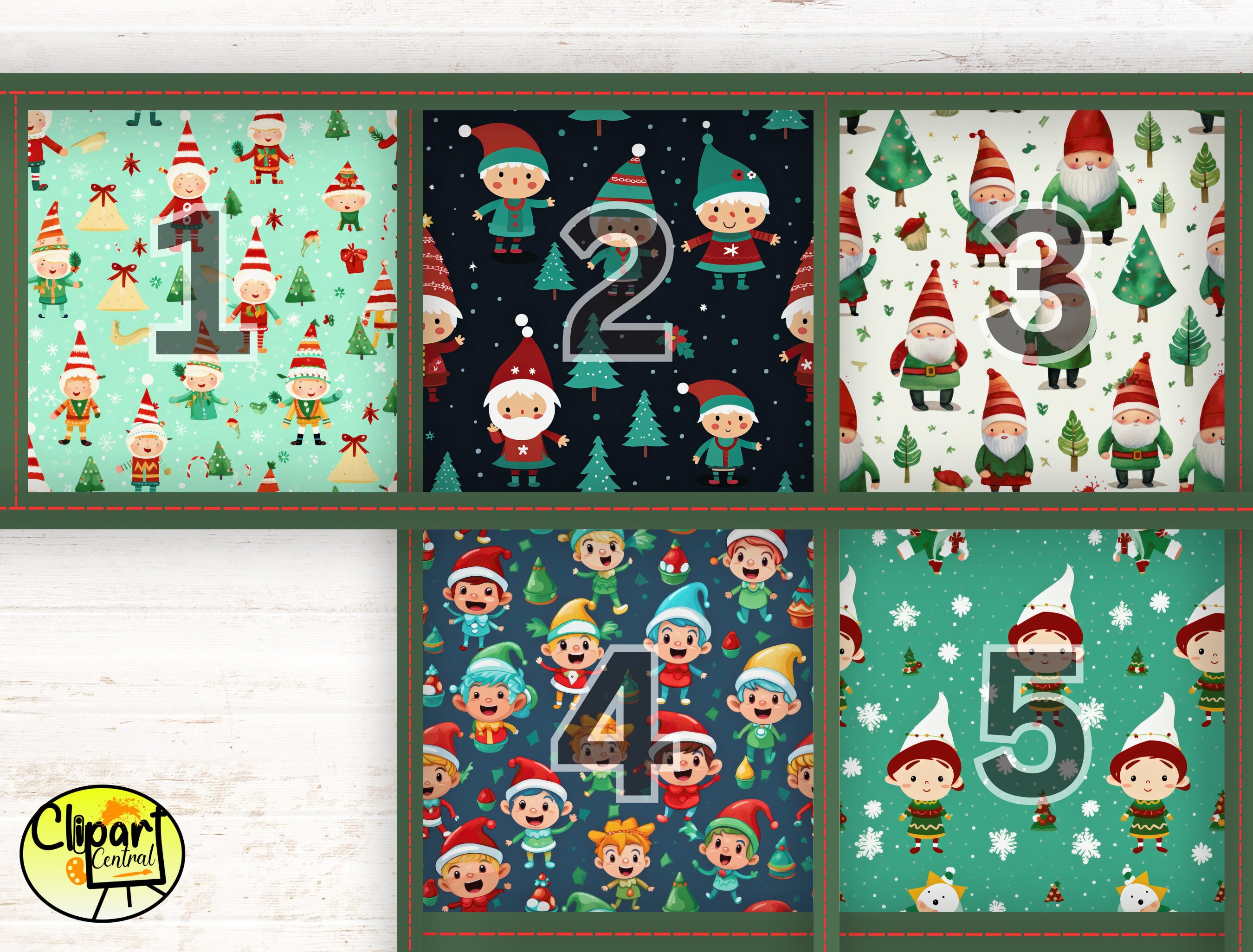 Santa's Elves Digital Paper Bundle Seamless PNG & Commercial Use ...