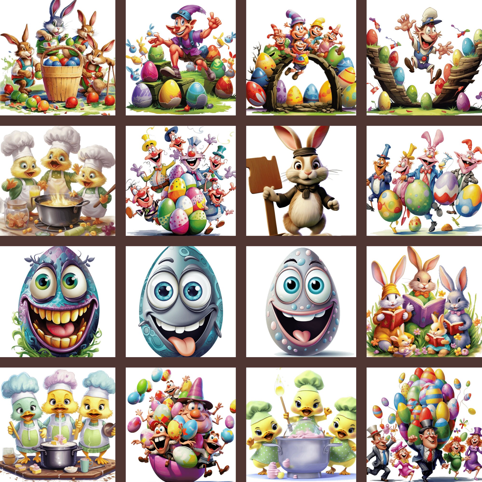 Funny Easter Clipart Bundle Commercial License Transparent Background ...