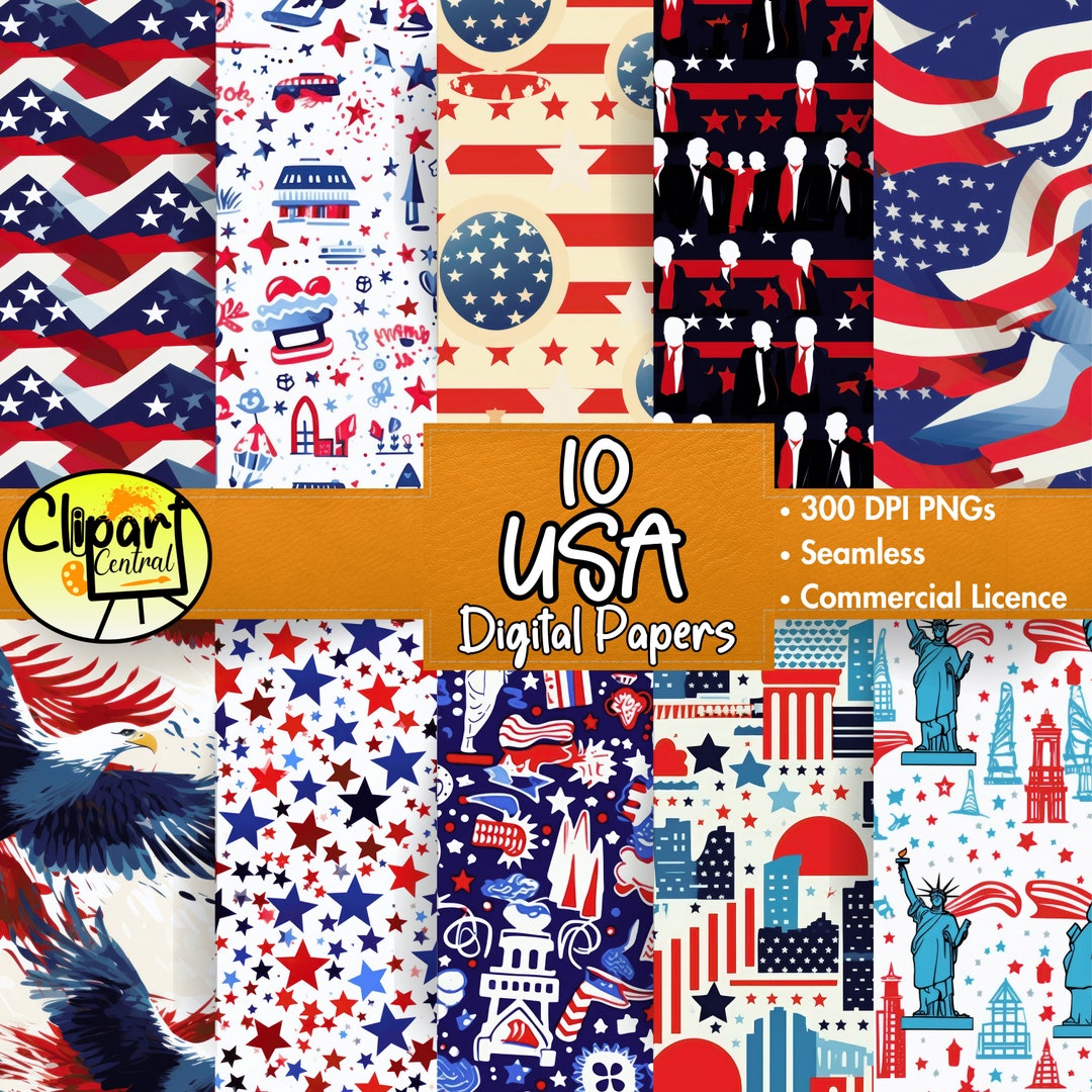 USA Digital Paper Bundle Seamless PNG Files Commercial - Etsy