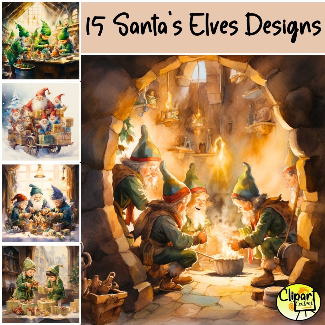 Christmas Santa's Elves Clipart Bundle 15 High Quality Digital Designs ...