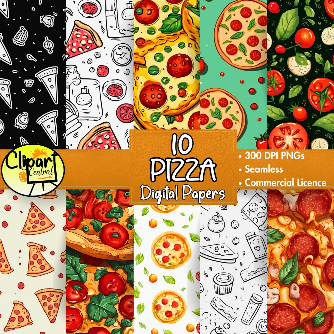 Pizza Digital Paper Bundle Nahtlose PNG-Dateien Kommerzielle Lizenz ...
