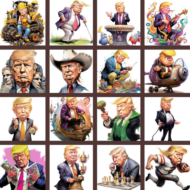 Donald Trump Cartoon Clipart Bundle Commercial License Transparent ...