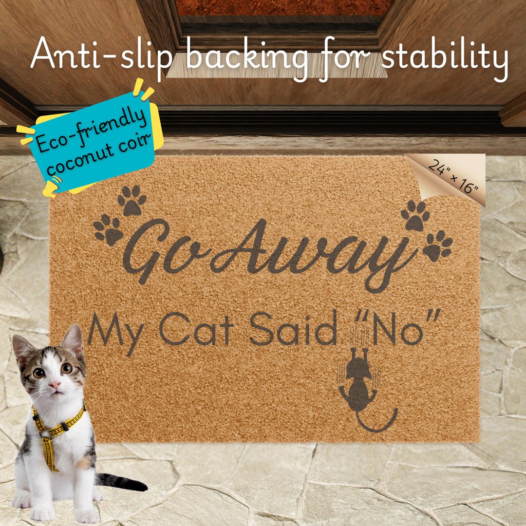 Funny Go Away Cat Doormat, Personalized Welcome Mat, Novelty Front Door ...