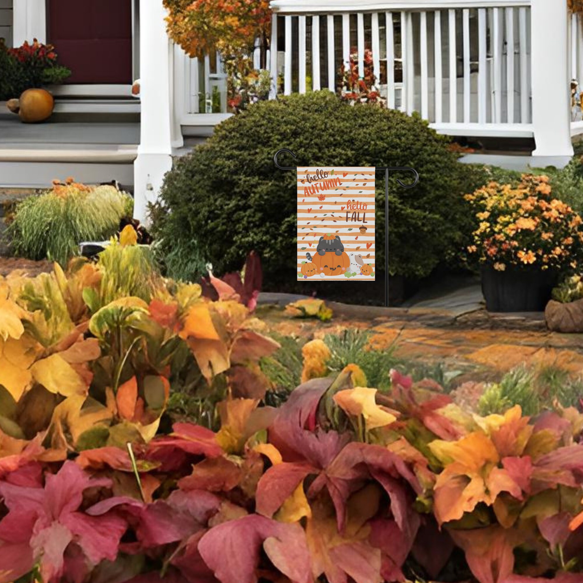 Cute Cats Fall Garden & House Banner Fall Garden Flag fall Decor ...