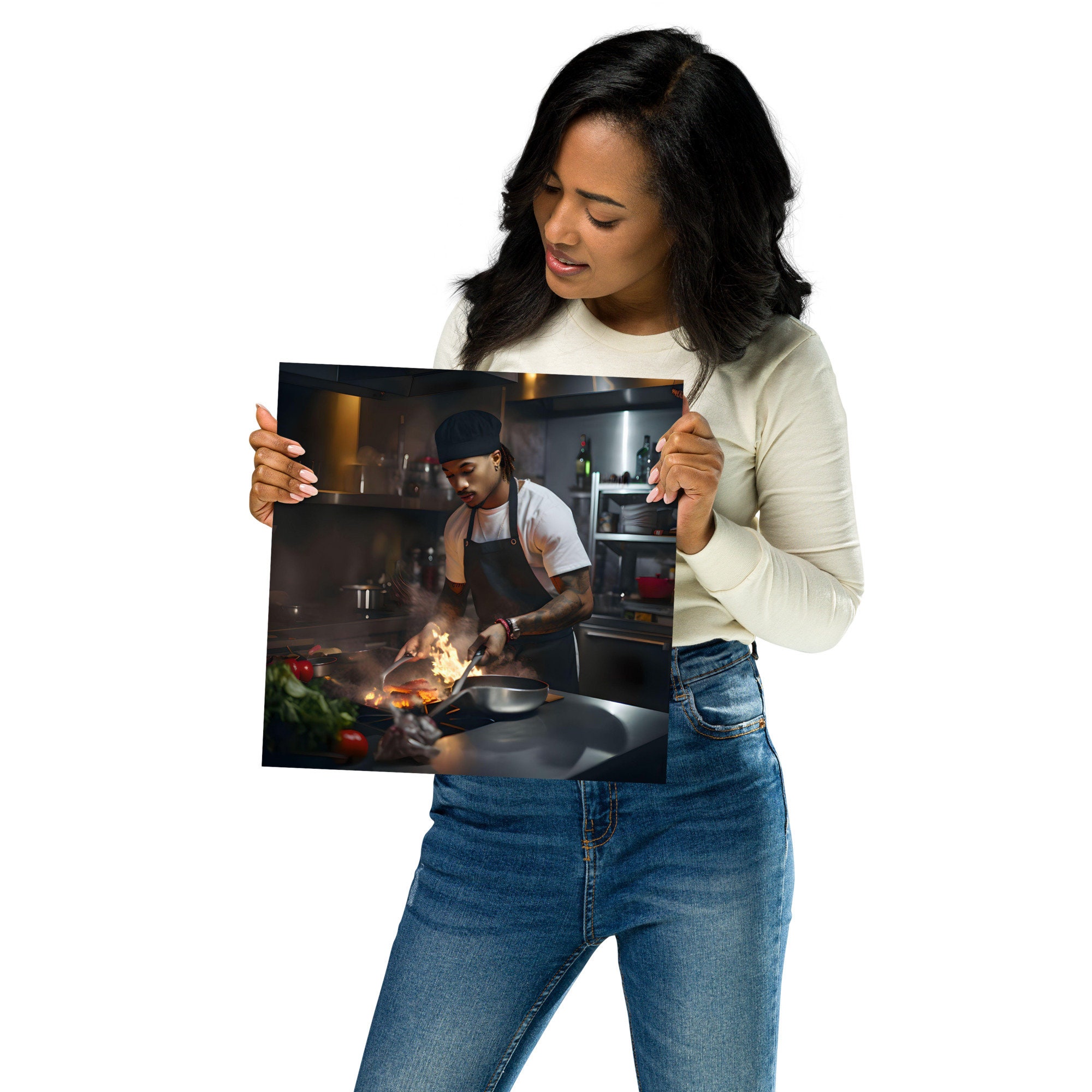 Black Chef Cooking Poster - Etsy