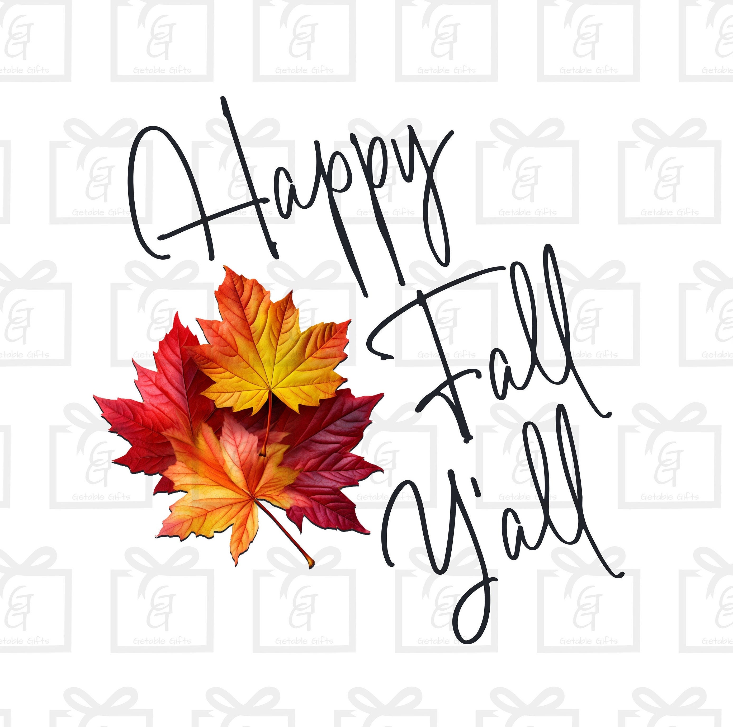 Happy Fall Y'all PNG, Leaves, Digital Download - Etsy