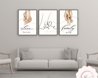 3x Poster Set With Names Personal Family Love Poster Print Watercolor ...