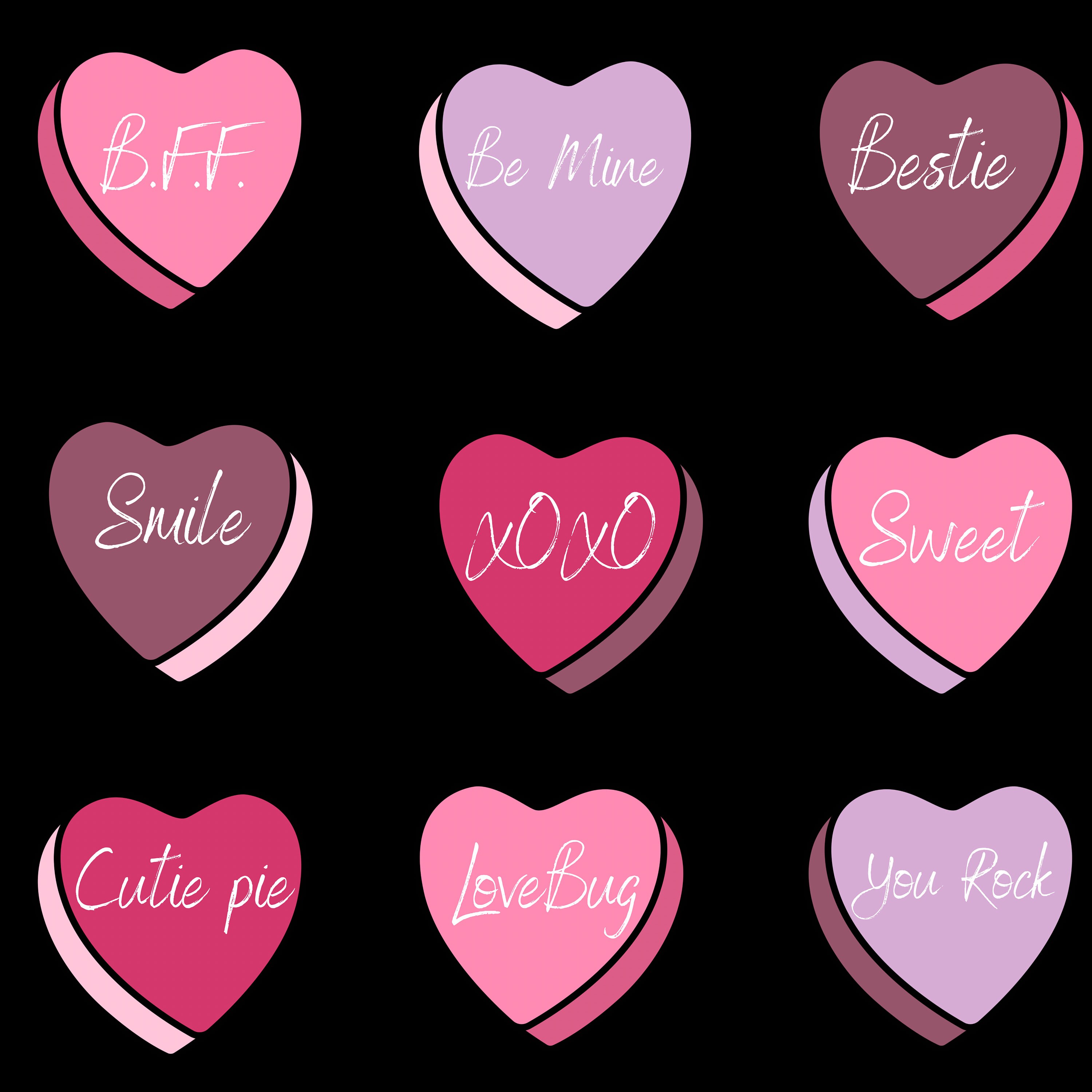 Candy Hearts for Valentines Day Digital PNG File for Dtf and ...