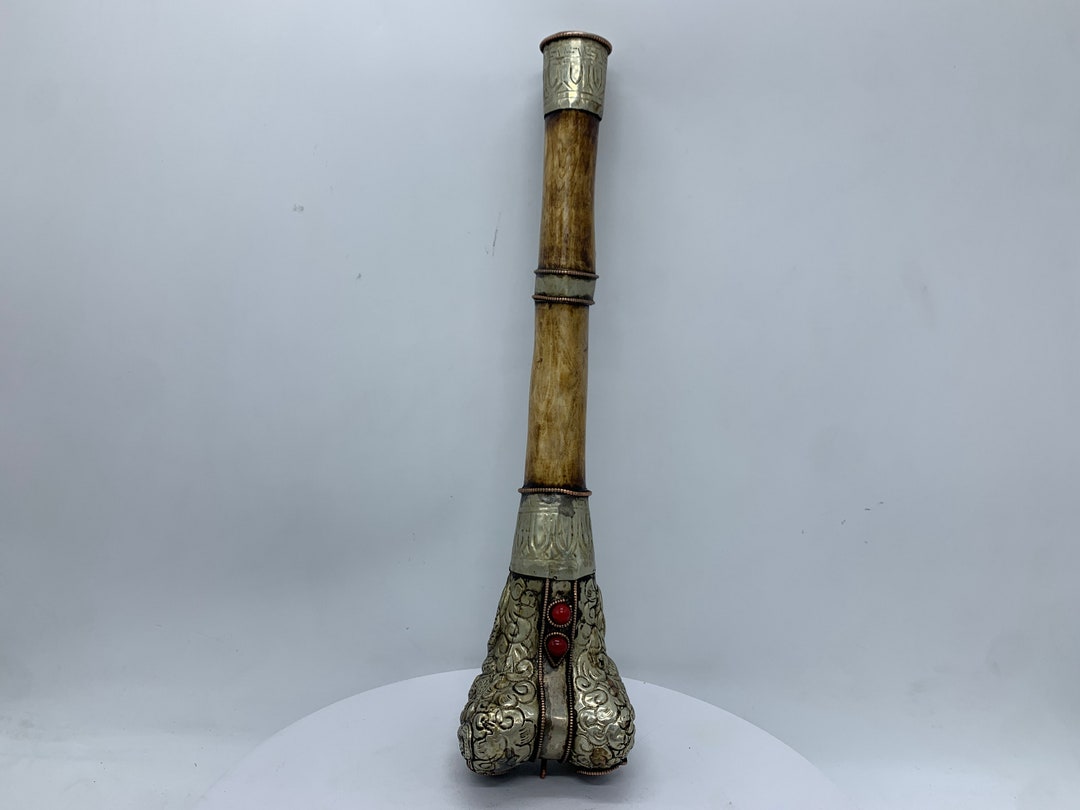 12 Inches Long Kangling Made of Bone and Metal. Chod Bone Trumpet ...