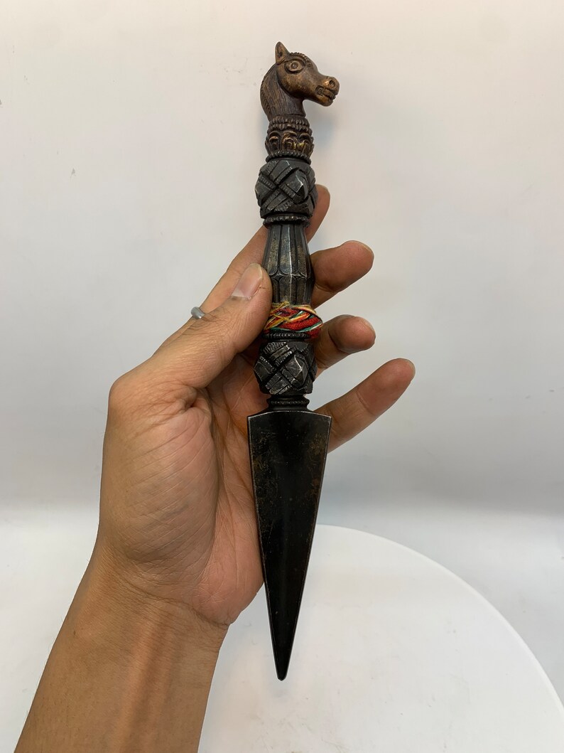 25cm Unique Black Tamdrin Phurba. Ritual Dagger. Cho Phurba, Phurba for Shrine. Hayagriva Phurba ...
