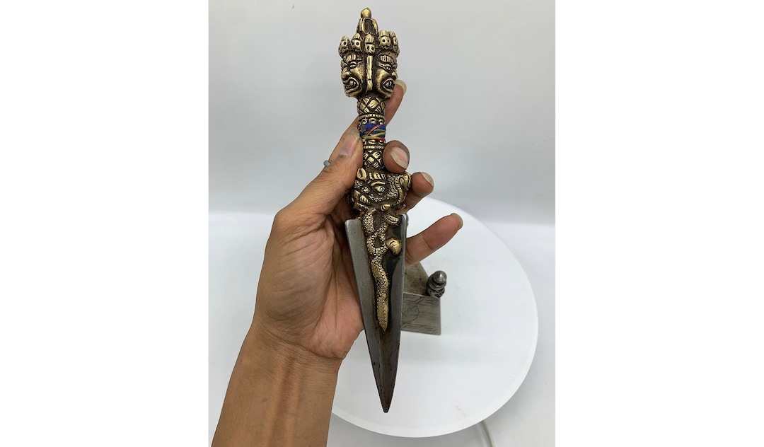 Three Faced Dorje Phurb. Hand Made Vajra Kilaya. the Tantric Ritual Dagger. Consecrated Phurba ...