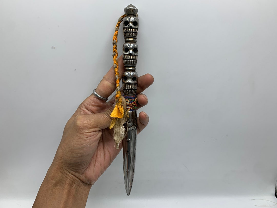 Hand Crafted 3 Skull Kilaya Dagger. Phurba Skull. Blessed and Empowered ...