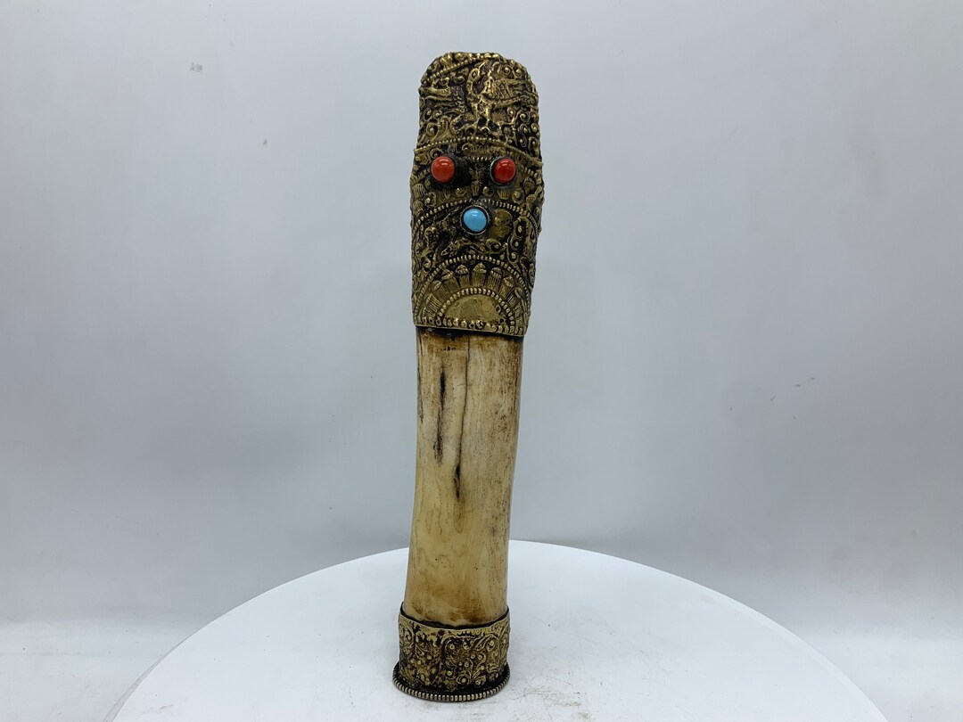 8.5 Inches Long Kangling Made of Bone and Metal. Fibula Bone Trumpet ...