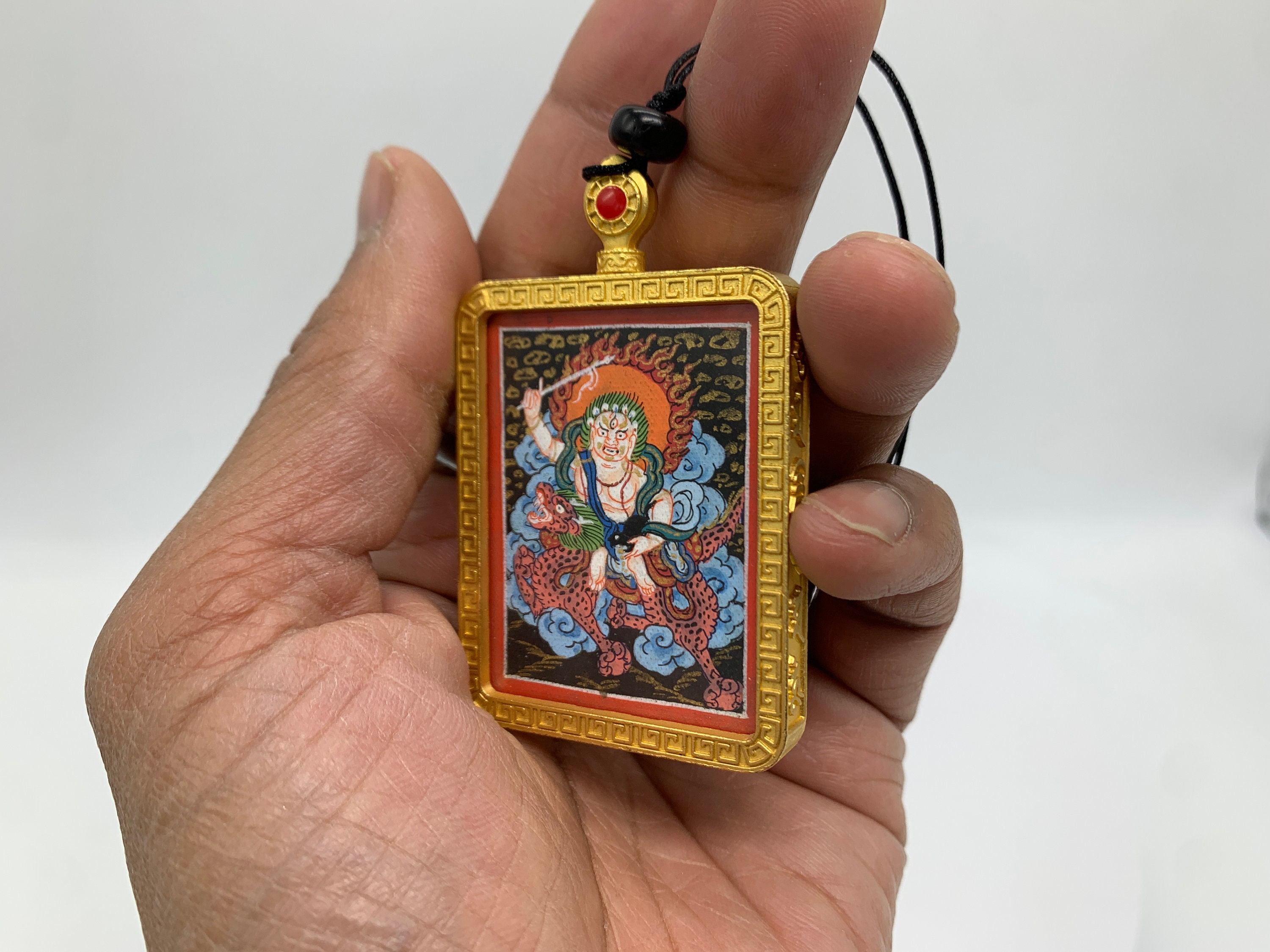 3x4 Cm White Dzambhala Mini Thangka Pendant. Beautifully Painted White ...