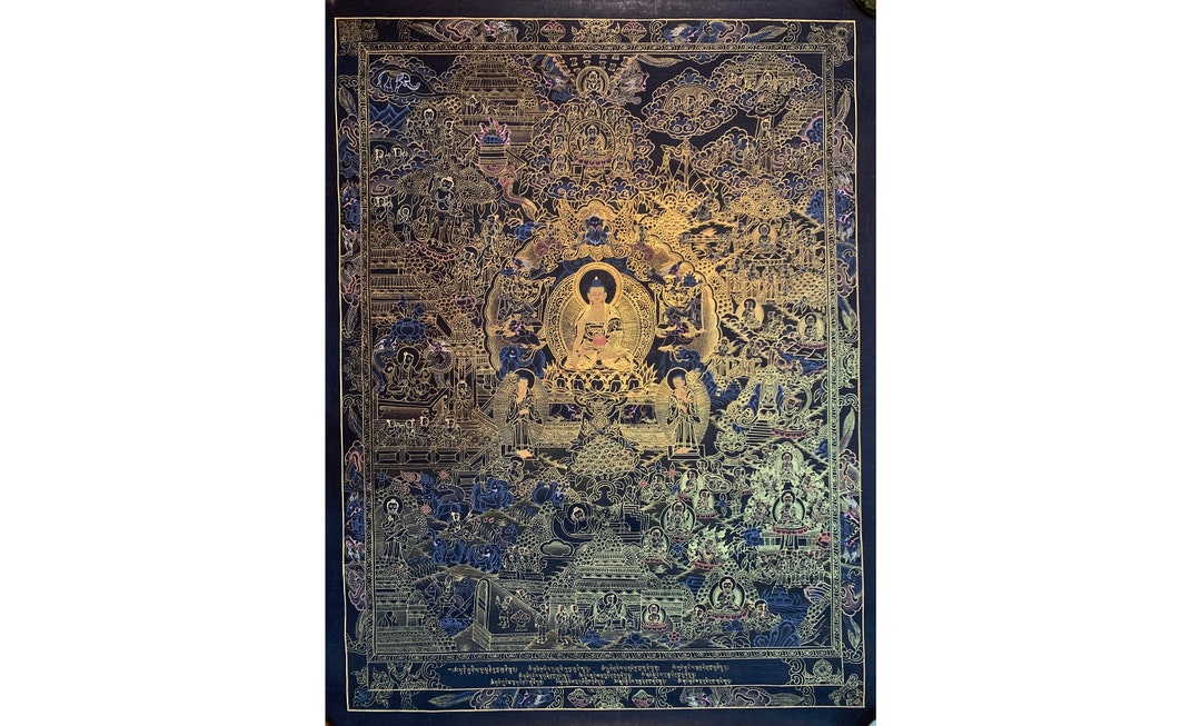 12 Deeds of Buddha, the Life of Buddha Thangka. Hand Painted Original ...