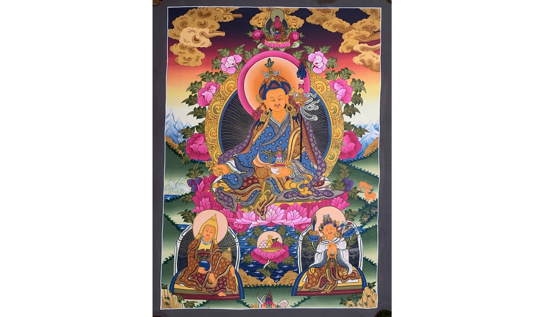 Guru Rinpoche , Vimalamitra, and King Trisong Dechen Thangka. Hand ...
