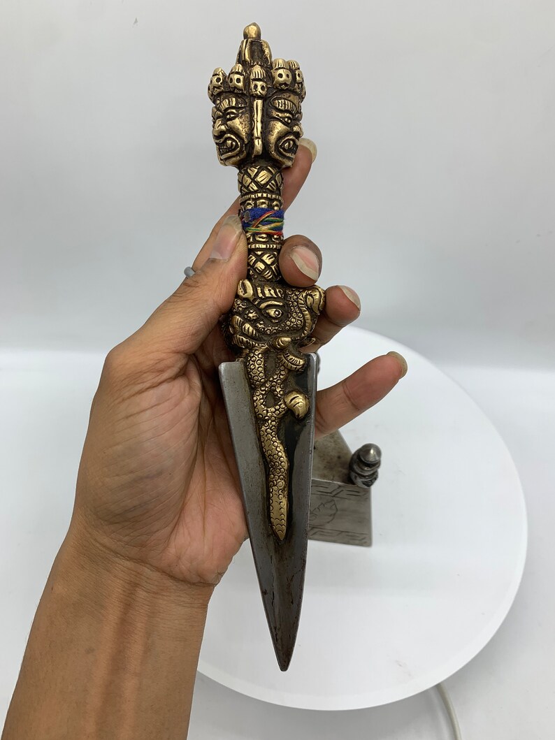 Three Faced Dorje Phurb. Hand Made Vajra Kilaya. the Tantric Ritual Dagger. Consecrated Phurba ...