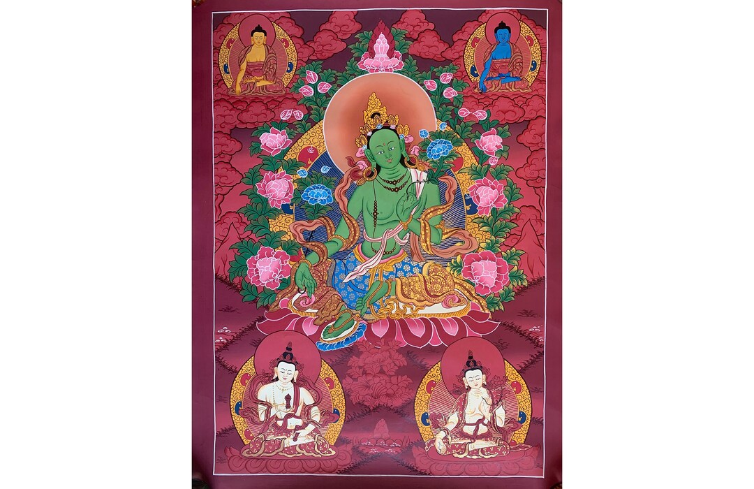67x49 Cm Unique Green Tara Thangka Painting. Protector Tara.red Tibetan ...