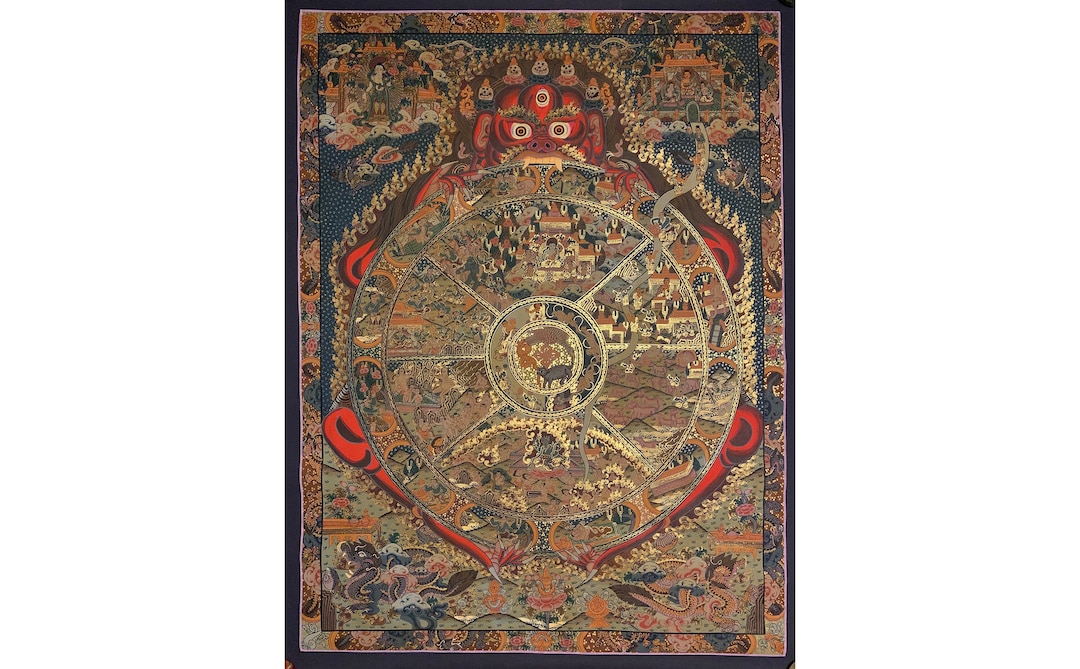 Large Size Wheel of Life Thangka. Tibetan Style Hand Painted Painting ...