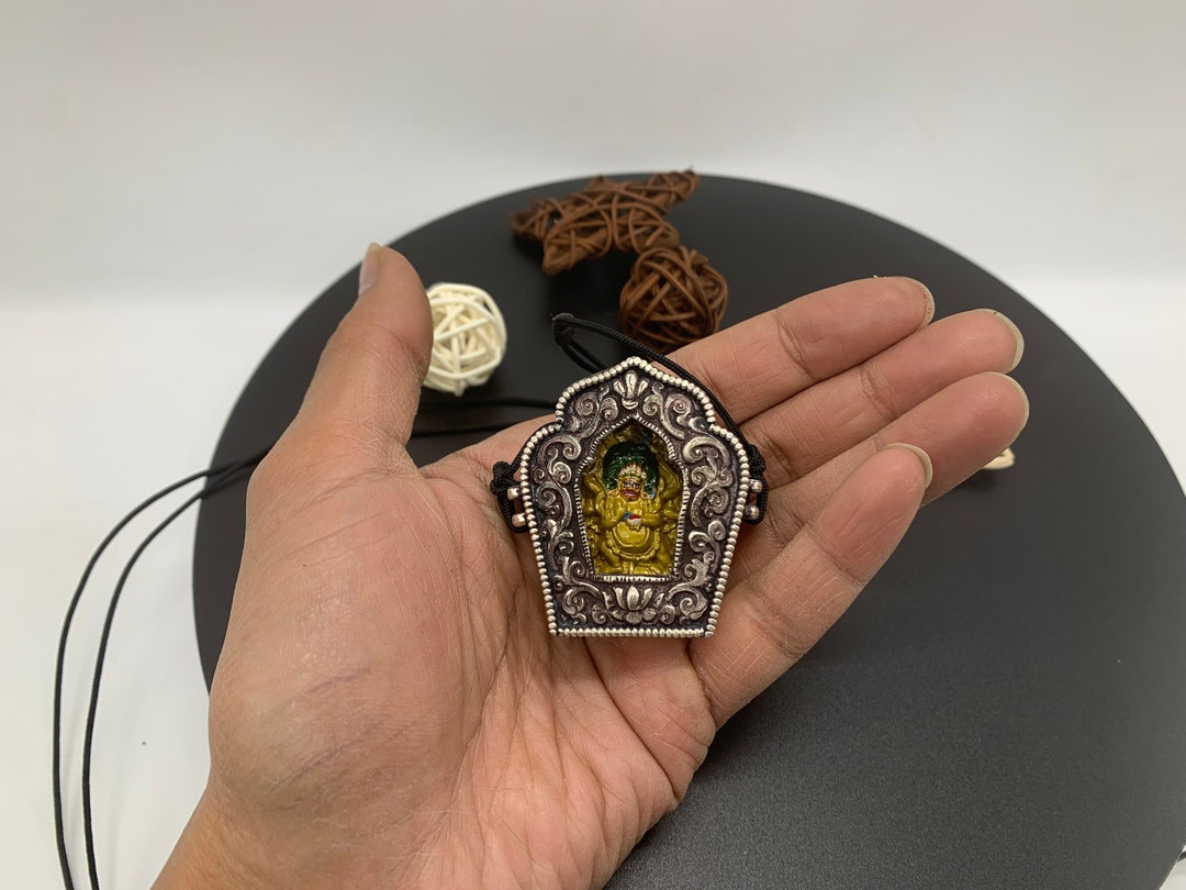 24 K Gold Plated Six Armed Mahakala Ghau Box. Traditional Tibetan Style ...