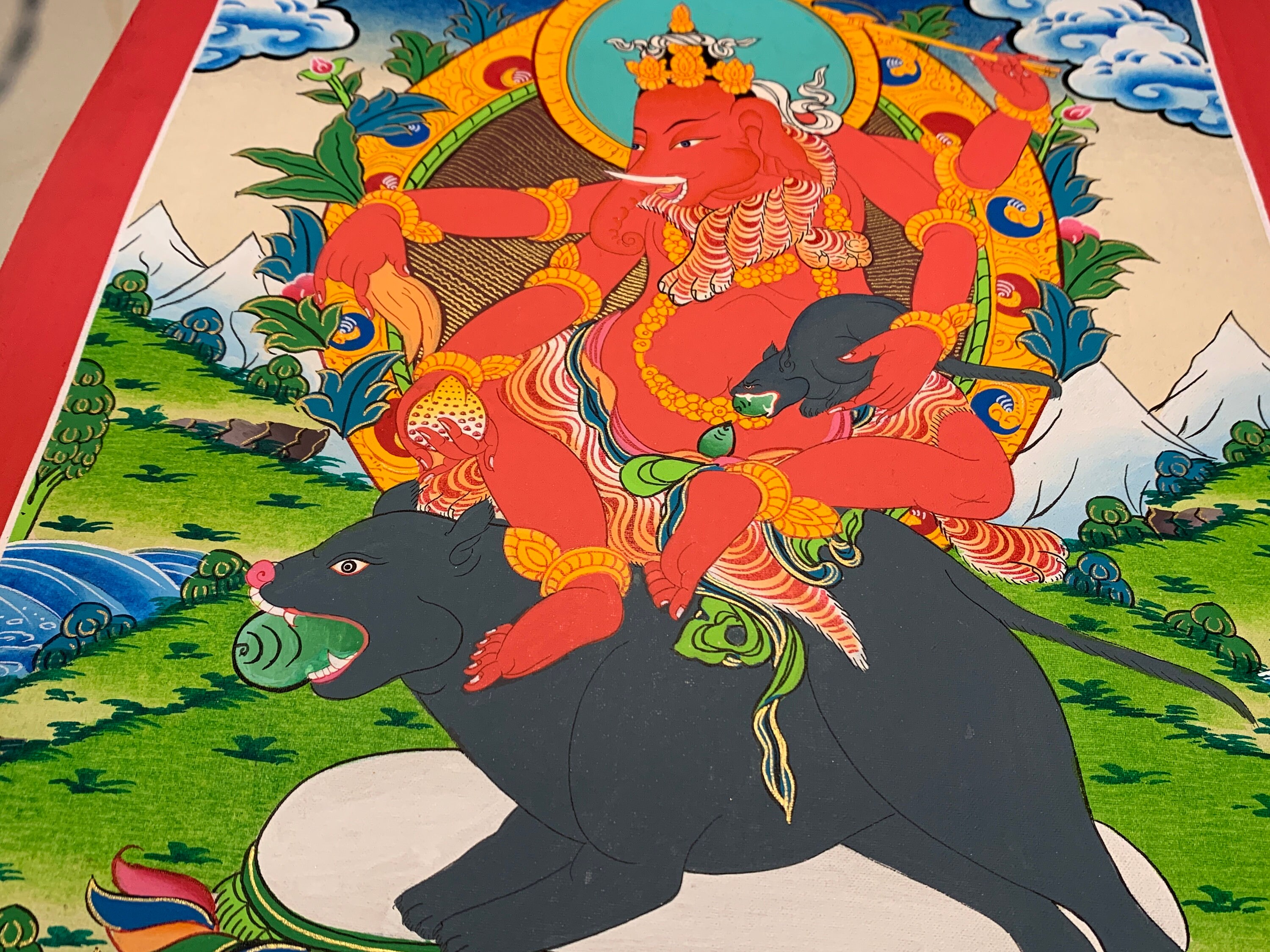 Rare Red Ganesh Thangka. Hand Painted Ganesha Thangka - Etsy