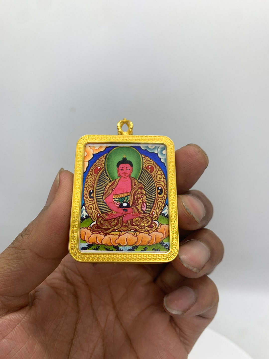 Mini Amitabha Buddha Thangka Pendant. Primodial Buddha. Pureland Buddha ...