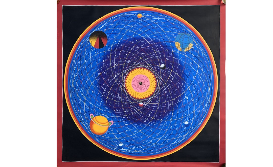 Large Size Cosmos Thangka. Planets Mandala. Planets Revolving Around ...