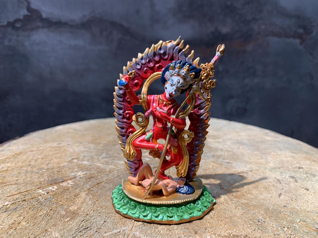 Rare Red Simhamukha Dakini Statue. Colorful Singhamukha. Hand Crafted ...