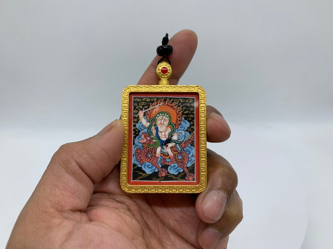 3x4 Cm White Dzambhala Mini Thangka Pendant. Beautifully Painted White ...