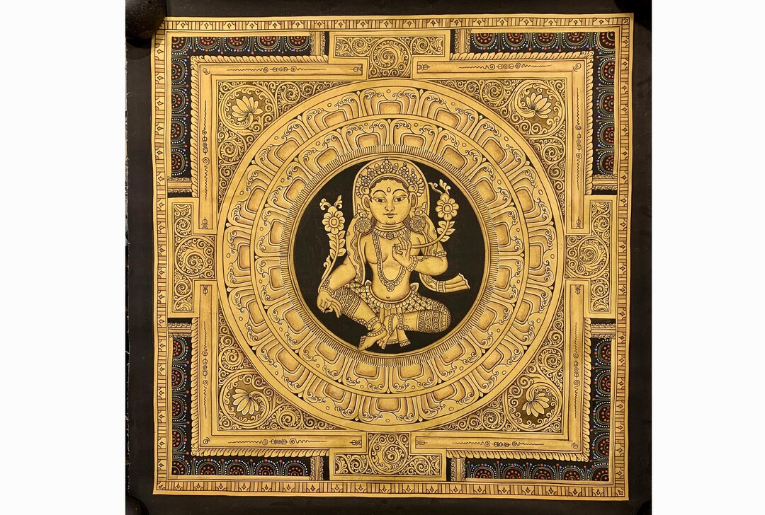Hand Painted Tara Yantra Mandala. Golden Colored Yantra With Tara in ...