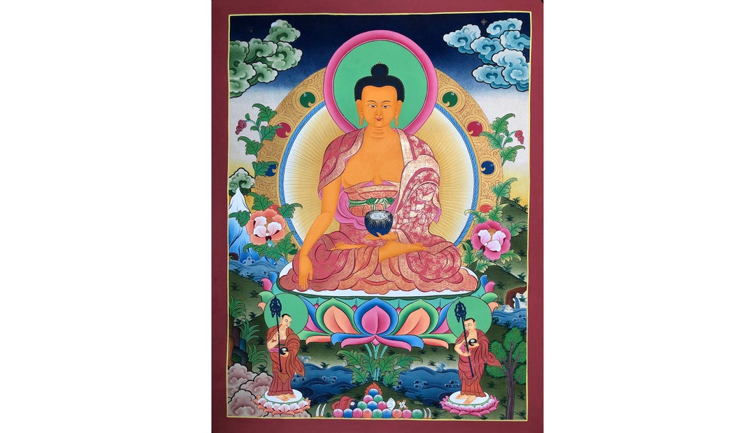 Original Shakyamuni Buddha Thangka Painting. Buddhist Art. Buddha With ...