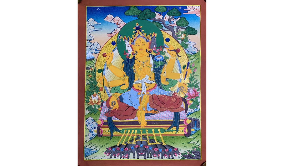 Original Marici Thangka Painting. Riding Seven Pigs Chariot. Protector ...