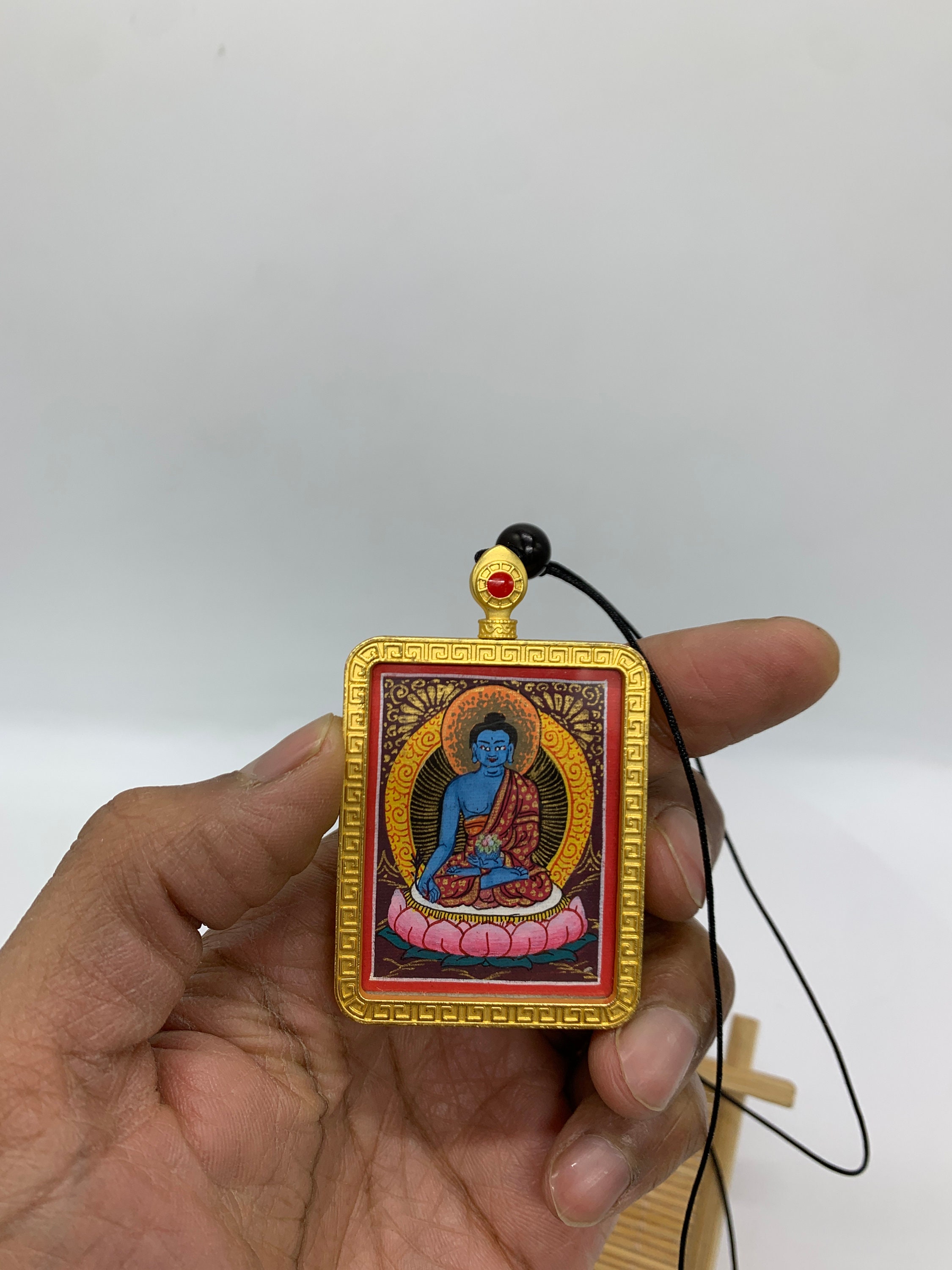 4x5 Cm Mini Medicine Buddha Pendant Thangka. Tibetan Ghau Box ...