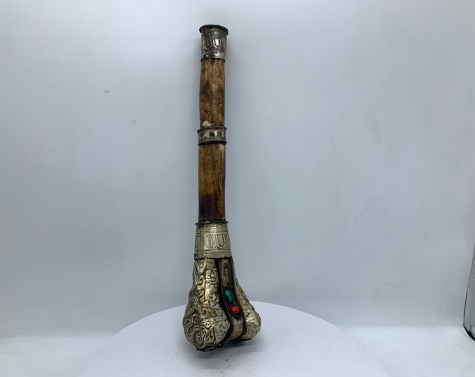 12 Inches Long Kangling Made of Bone and Metal. Chod Bone Trumpet. Horn ...