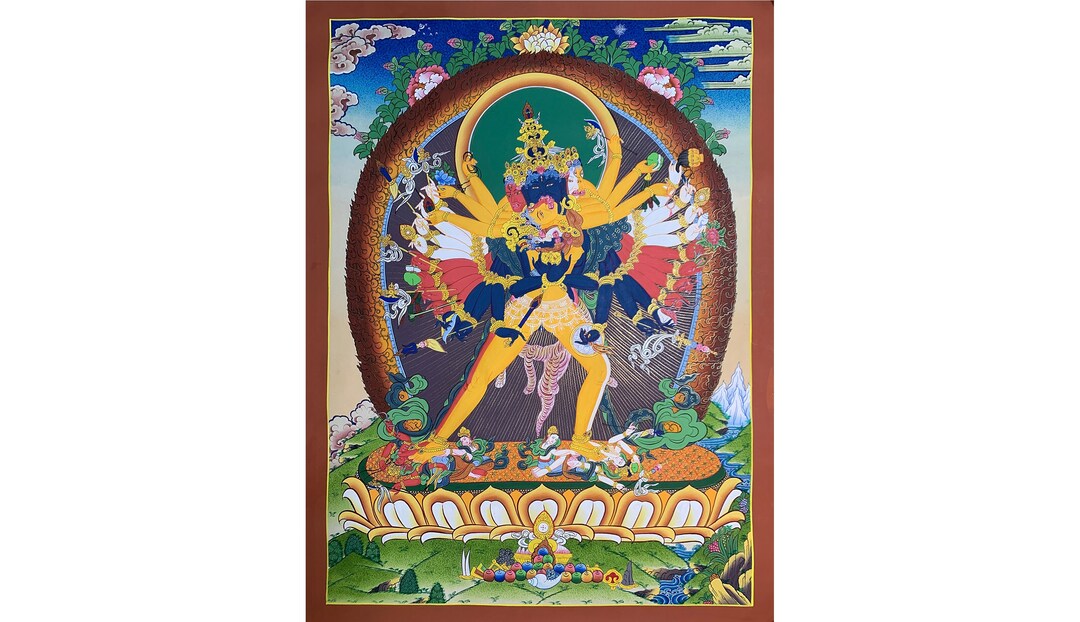 Colorful Kalachakra Deity Thangka. Painted With 24 K Gold. the Wheel of ...