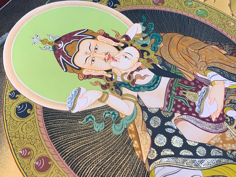 Rare Guru Rinpoche and Khandro Yeshe Tsogyal Yab Yum. Hand Painted ...