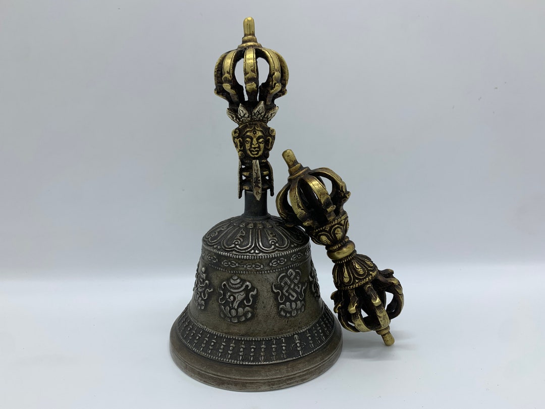 18 Cm Tall 9 Pronged Bell and Vajra. Vintage Dorje and Bell With Eight ...