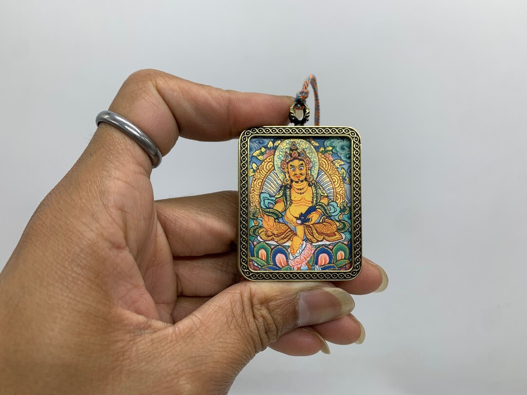 Yellow Dzambhala Mini Thangka. God of Wealth. Kuber Mini Thangka ...