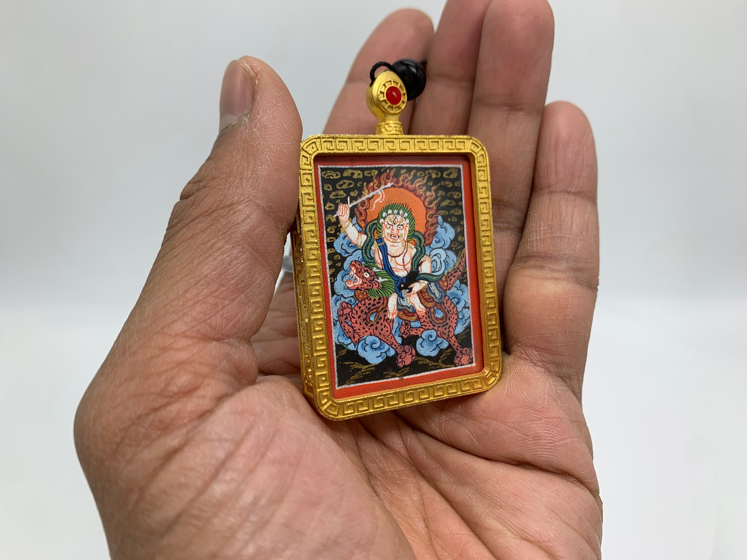 3x4 Cm White Dzambhala Mini Thangka Pendant. Beautifully Painted White ...