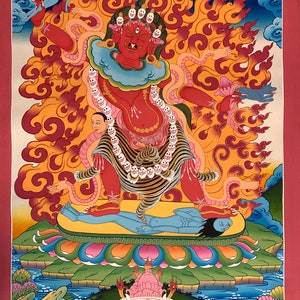 Colorful Red Ekajati Thangka. Fine Quality Tibetan Thangka. One Eye and ...