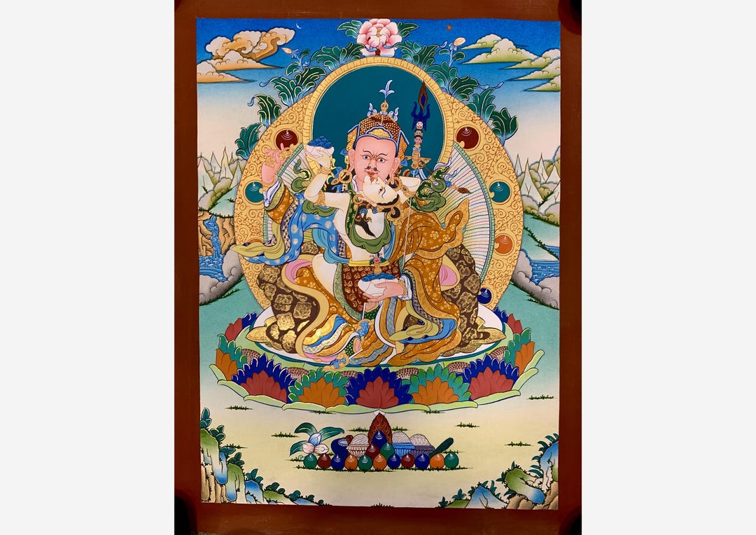 Rare Guru Rinpoche and Khandro Yeshe Tsogyal Yab Yum. Hand Painted ...