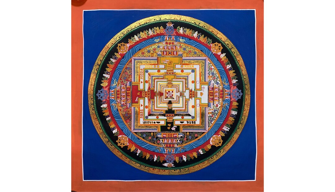 Beautiful Kalachakra Mandala Thangka. Traditional Wheel of Time. Blue ...