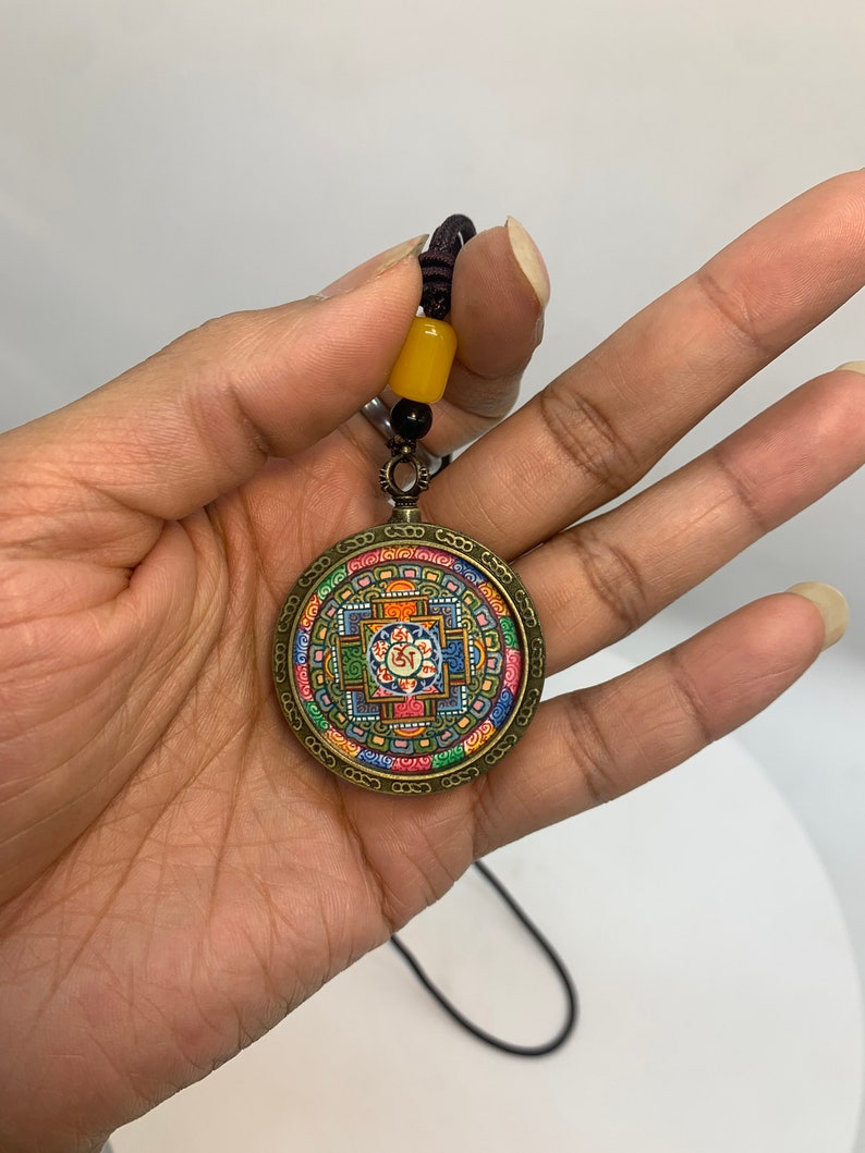 3cm Mini Om Mandala Pendant. Colorful Hand Painted Mandala Thangka ...