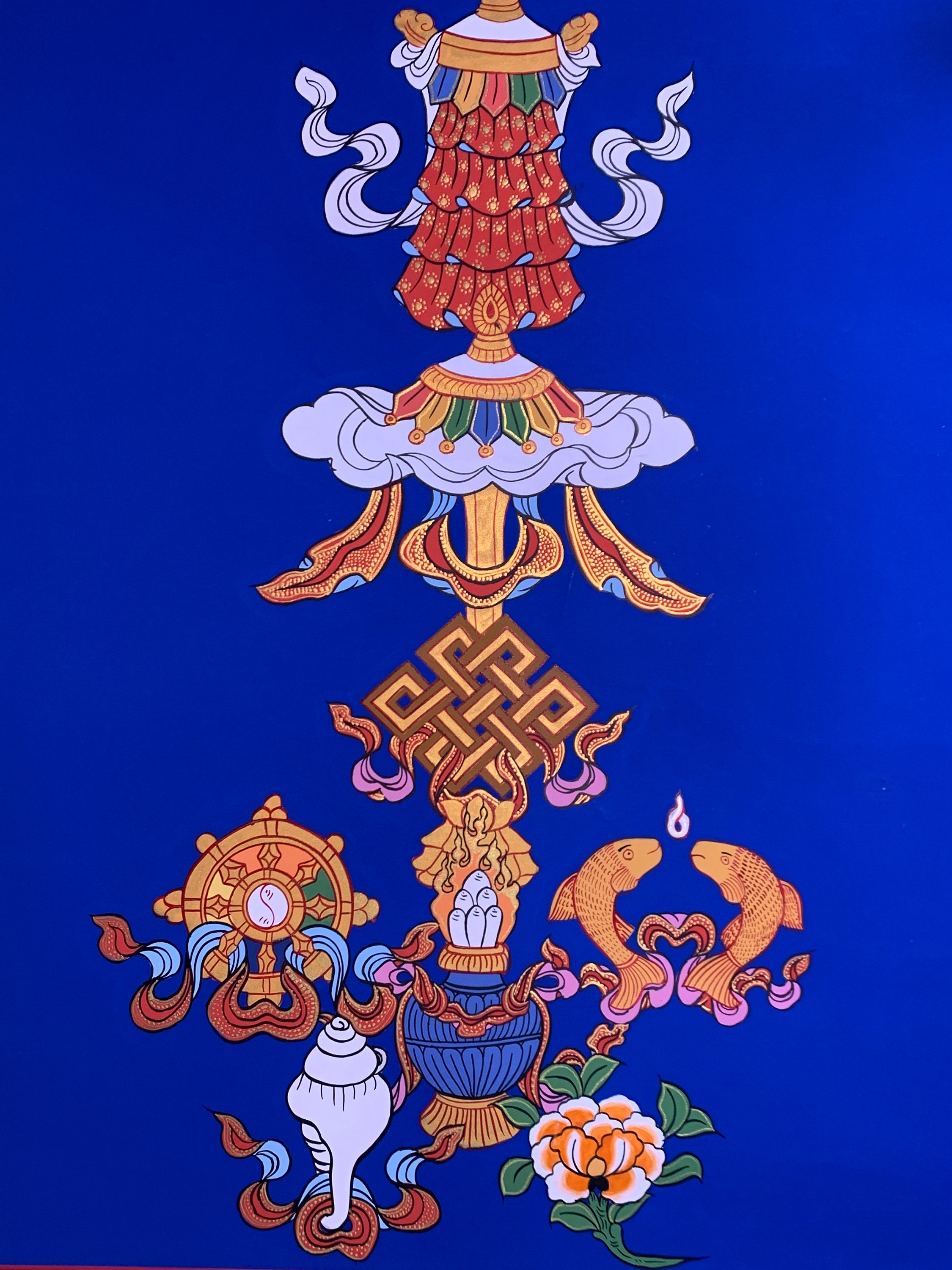 8 Auspicious Symbols. Tibetan Style Auspicious Symbols. Tibetan Wall ...