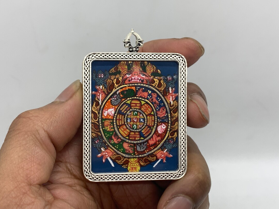 Mini Tibetan Calendar Thangka Pendant. Hand Painted Tibetan Thangka ...